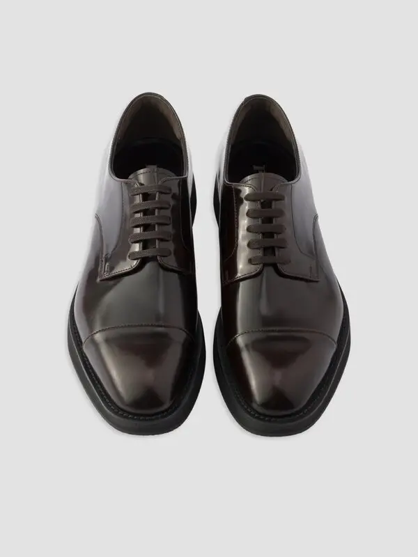 Prada Brushed Leather Lace-up Shoes - Brown