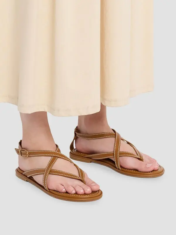 STUART WEITZMAN Park Leather Sandals - Boho Tan