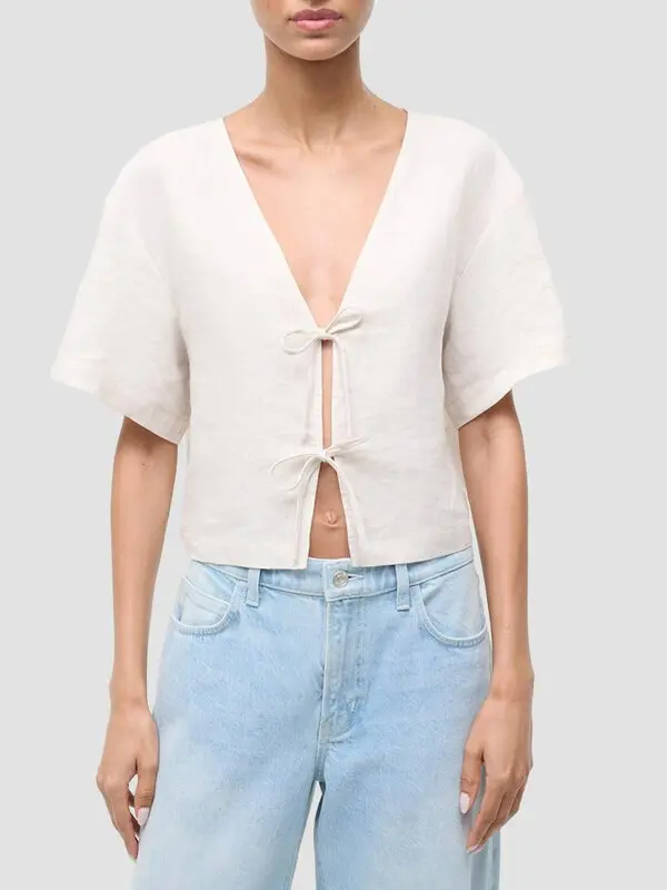 Staud Ava Linen Crop Top