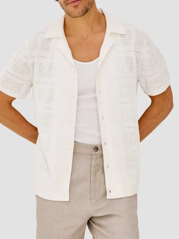 Rails Yates Cotton-linen Knit Camp Shirt