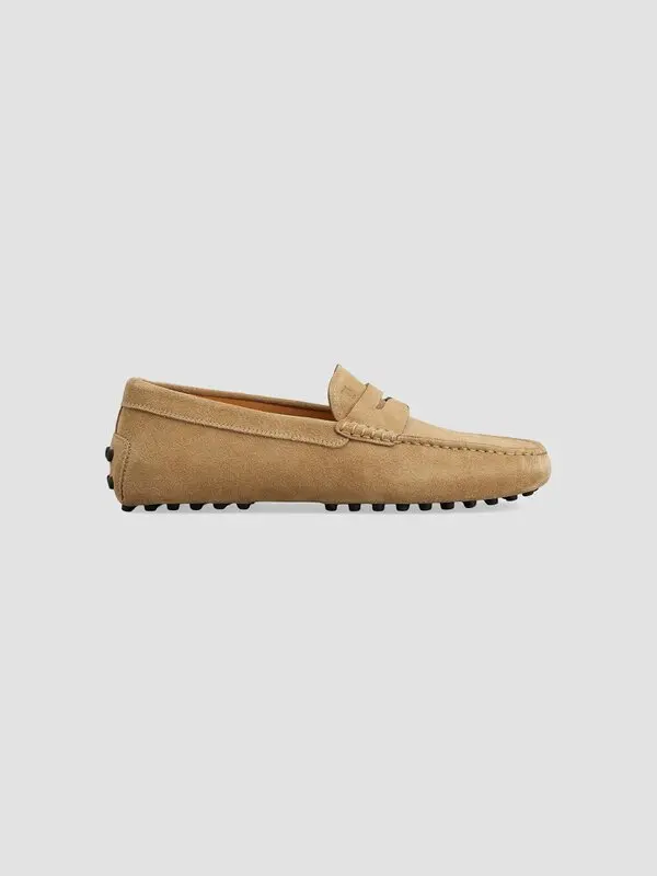 TOD'S Mocassino Gommino Suede Driving Loafers - Light Beige