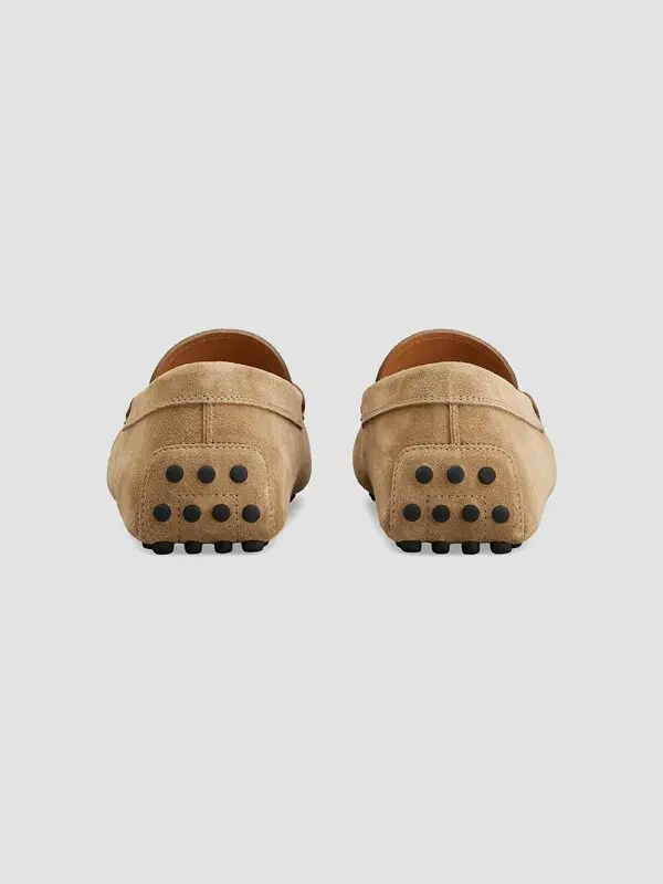 TOD'S Mocassino Gommino Suede Driving Loafers - Light Beige