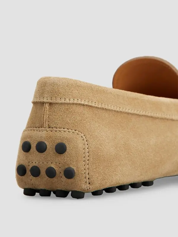 TOD'S Mocassino Gommino Suede Driving Loafers - Light Beige
