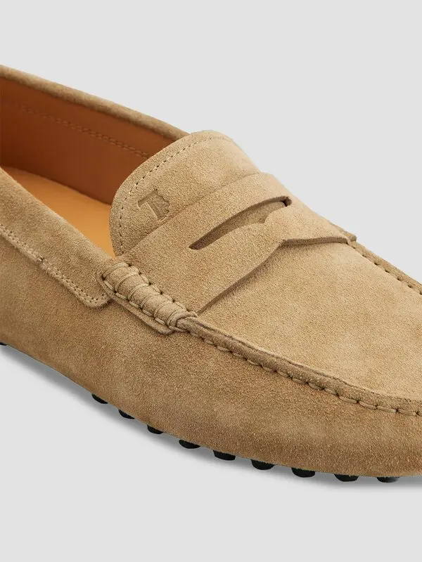 TOD'S Mocassino Gommino Suede Driving Loafers - Light Beige