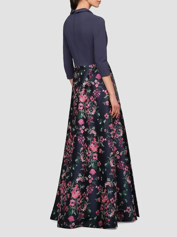 KAY UNGER Marceline Floral-jacquard Shirtwaist Gown