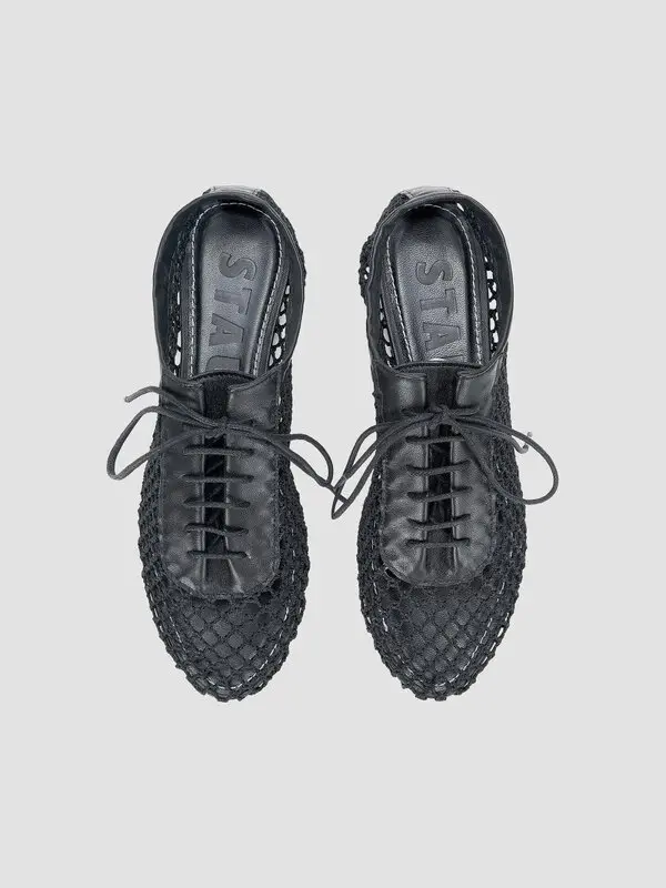 Staud Kit Open-knit Cotton Low-top Sneakers - Black