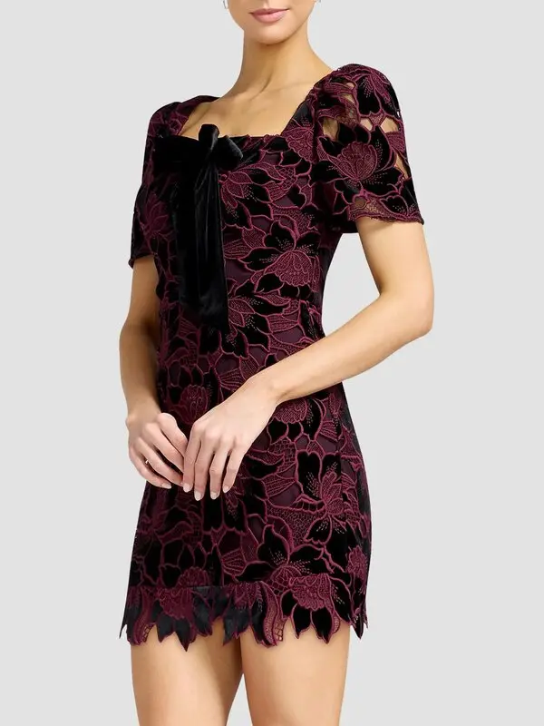 Dress The Population Clarke Bow-front Velvet Lace Mini Dress