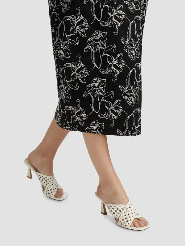 KIKA VARGAS Toshiko Floral-embroidered Cotton Midi-skirt