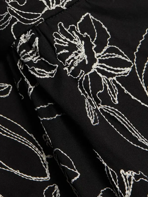 KIKA VARGAS Toshiko Floral-embroidered Cotton Midi-skirt