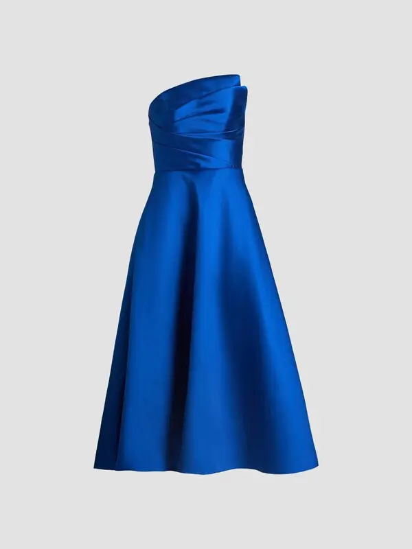 Theia Salem Strapless Cocktail Tea-length Dress