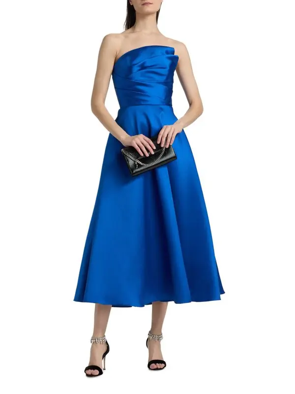 Theia Salem Strapless Cocktail Tea-length Dress