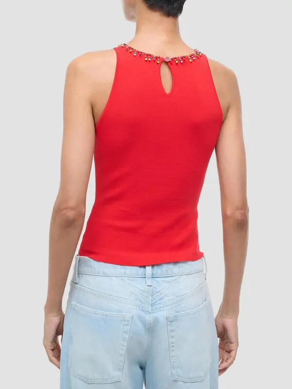 Staud Reina Beaded Fringe Tank