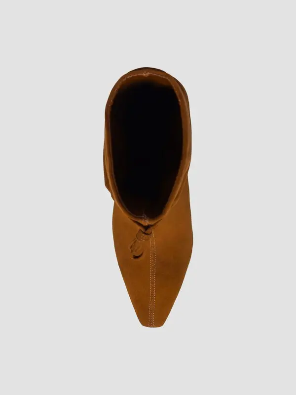 Bernardo Mazzi 57mm Scrunch Suede Booties - Caramel