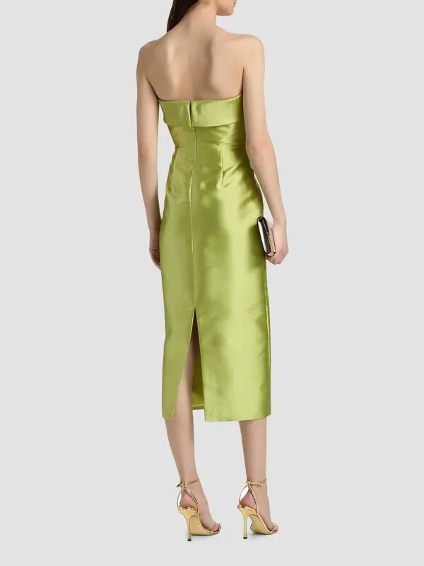 Theia Aliana Strapless Mikado Cocktail Dress - Herbal Drift