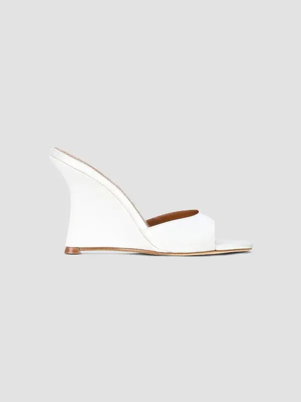 Staud Brigitte 100mm Satin Wedge Sandals - Ivory