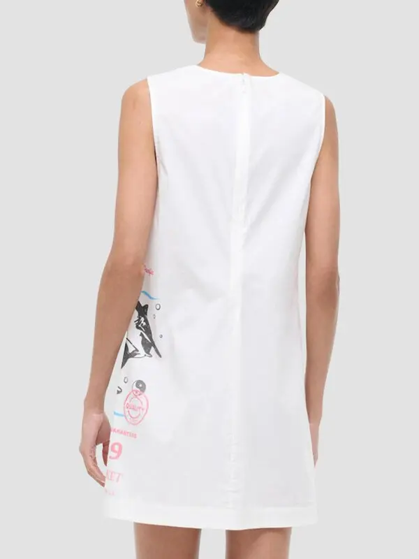 Staud Brea Logo-detailed Shark Print Cotton Minidress