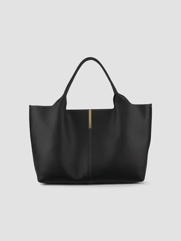 TOD'S Medium Leather Shopping Bag - Nero