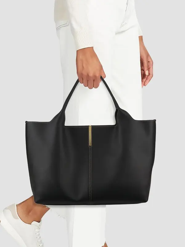 TOD'S Medium Leather Shopping Bag - Nero