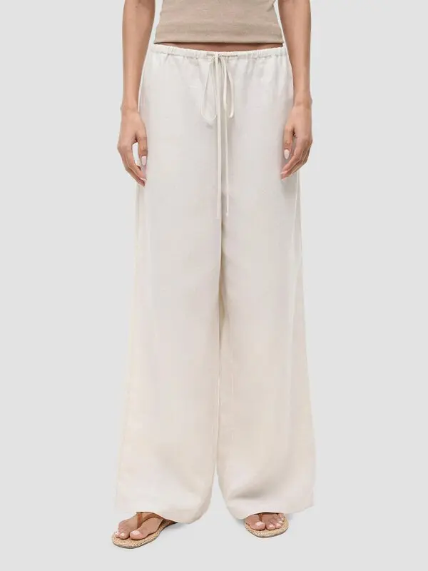 Staud Mateo Linen Wide-leg Drawstring Pants