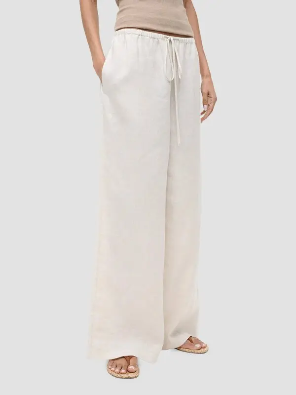 Staud Mateo Linen Wide-leg Drawstring Pants