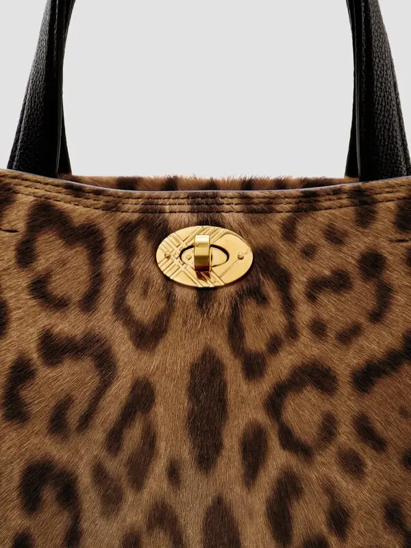 Burberry Mini Cotswolds Leopard-print Calf Hair Tote