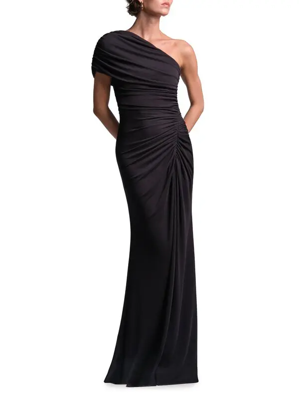 Bcbgmaxazria Solina Ruched One-shoulder Gown