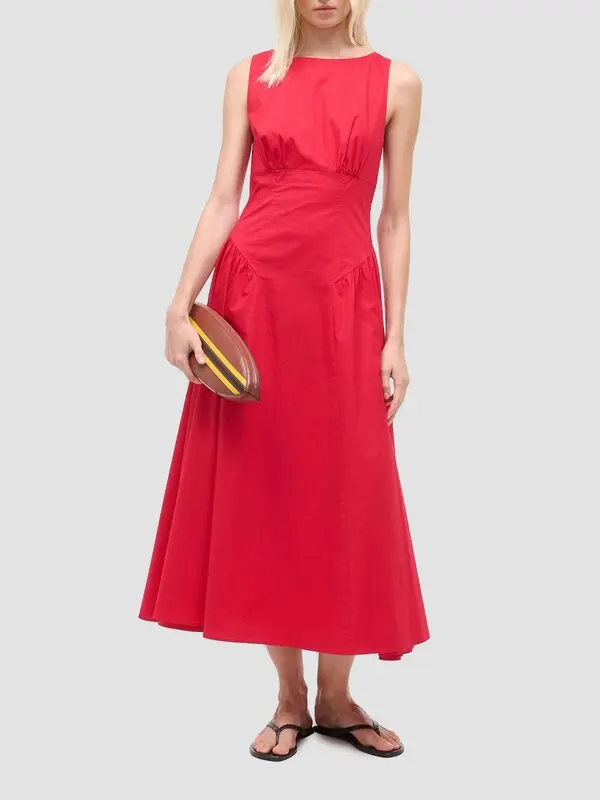 Staud Gwen Cotton Sleeveless A-line Midi-dress