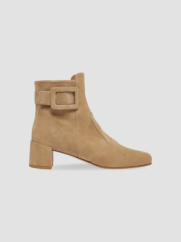 ROGER VIVIER Tres Vivier 45mm Buckle Suede Boots