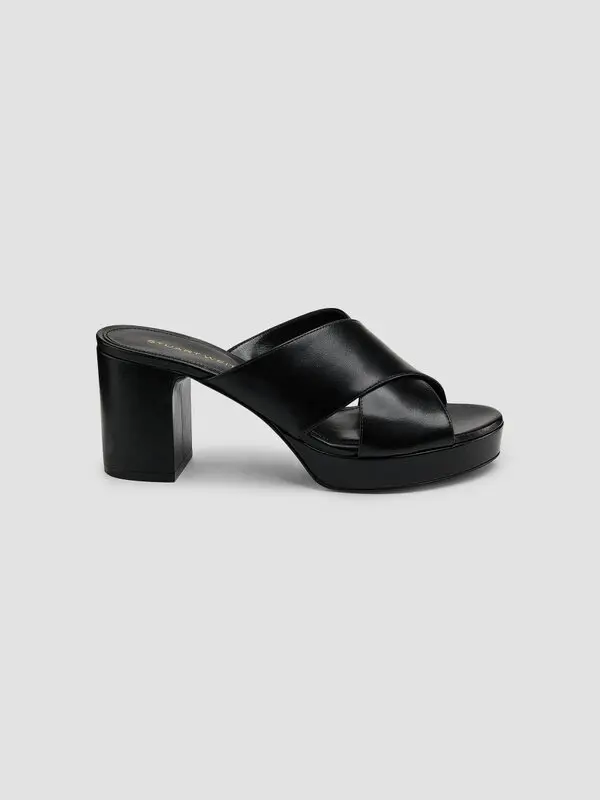 STUART WEITZMAN Dayna 80mm Leather Platform Slide Sandals - Black