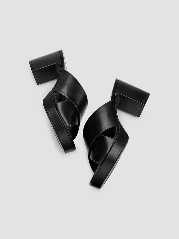 STUART WEITZMAN Dayna 80mm Leather Platform Slide Sandals - Black