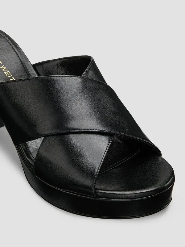 STUART WEITZMAN Dayna 80mm Leather Platform Slide Sandals - Black