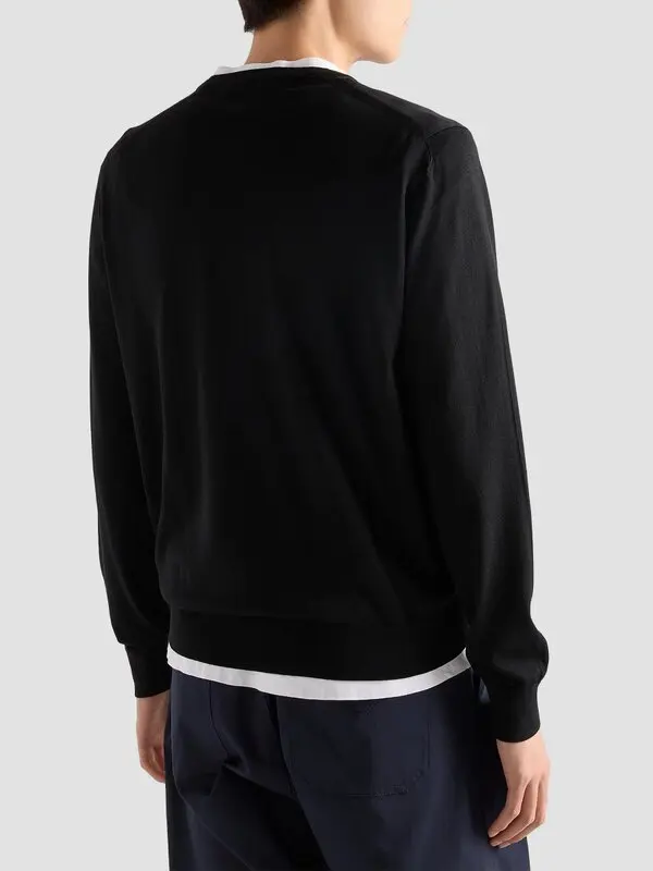 Prada Worsted Wool Crewneck Sweater - Black