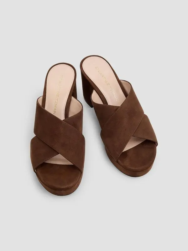 STUART WEITZMAN Dayna 80mm Suede Platform Mules - Cigar