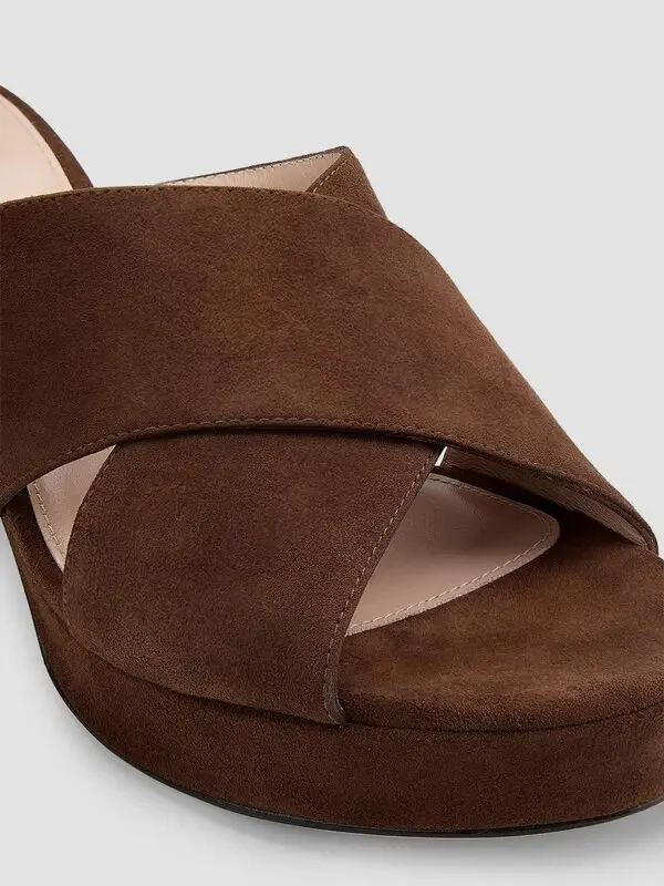 STUART WEITZMAN Dayna 80mm Suede Platform Mules - Cigar
