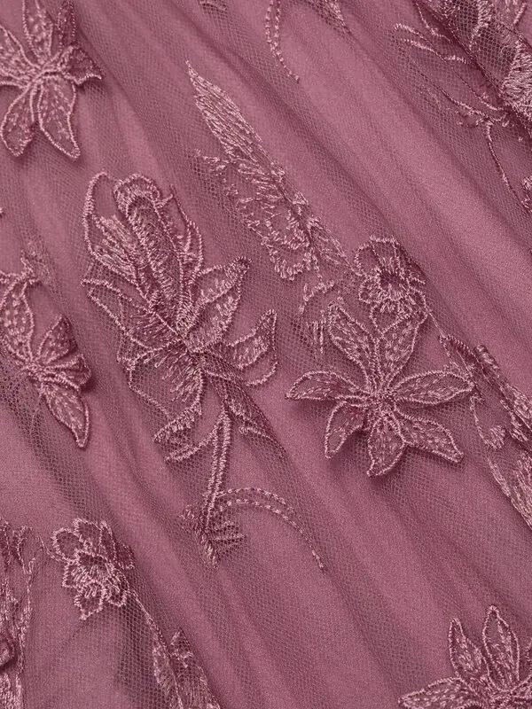 Theia Lux Floral-embroidered Gown