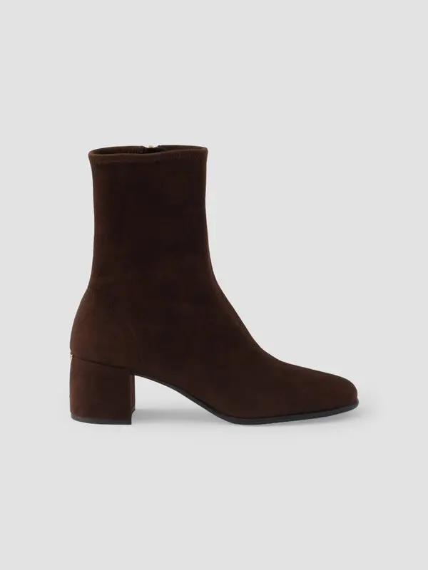 Prada Stretch Suede Booties Boots - Brown