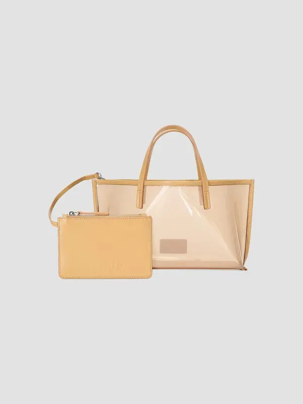Staud Christos Mini Logo Embossed Tote Bag - Camel
