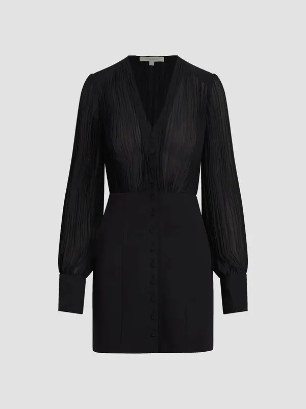 FAVORITE DAUGHTER The Change Me Pleated V-neck Minidress - Black