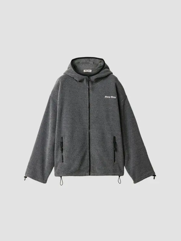 Miu Miu Fleece Zippered Hoodie Jacket