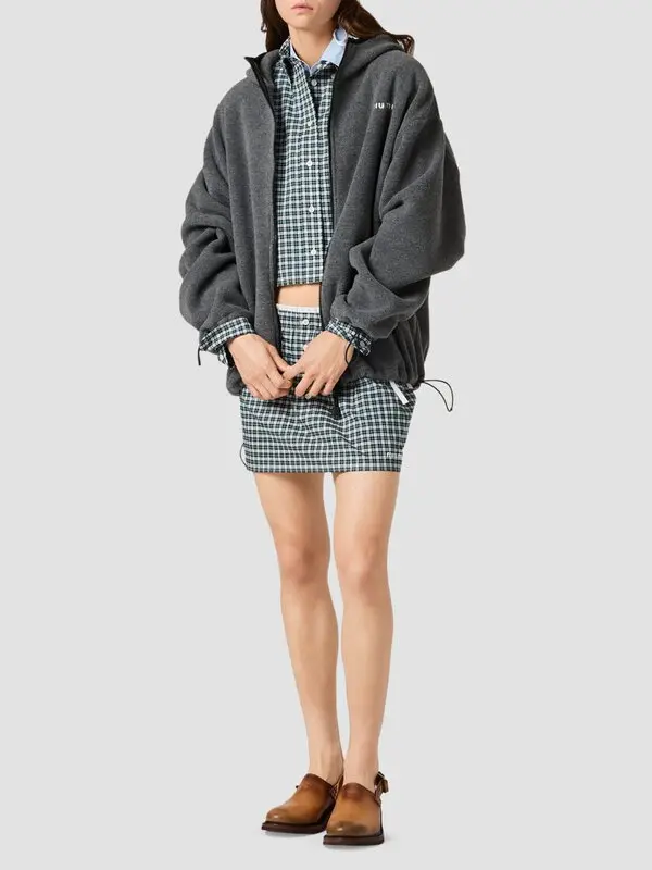 Miu Miu Fleece Zippered Hoodie Jacket