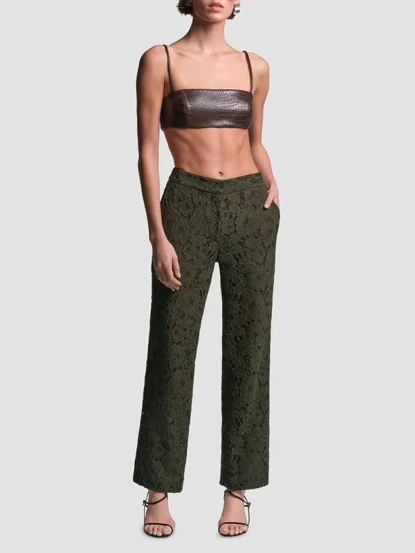 Bcbgmaxazria Safiya Lace Tailored Pants - Dark Olive