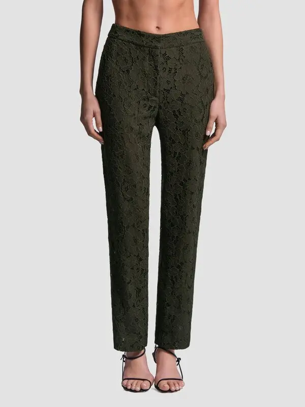 Bcbgmaxazria Safiya Lace Tailored Pants - Dark Olive