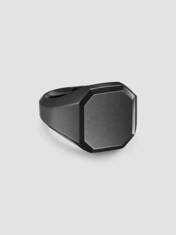 David Yurman Streamline Signet Ring In Titanium, 18mm - Black