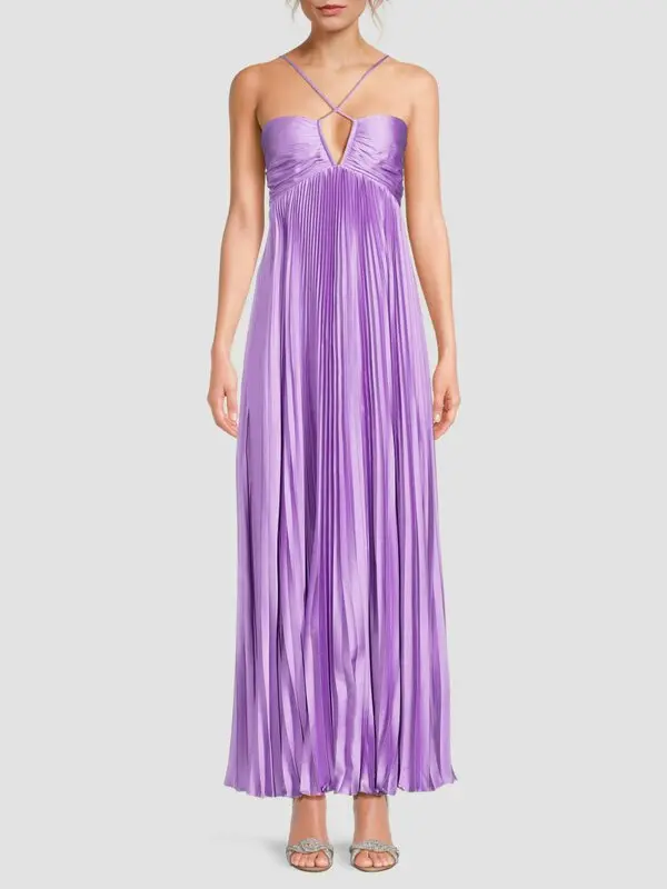 Likely Blair Satin Plissé Halter Gown