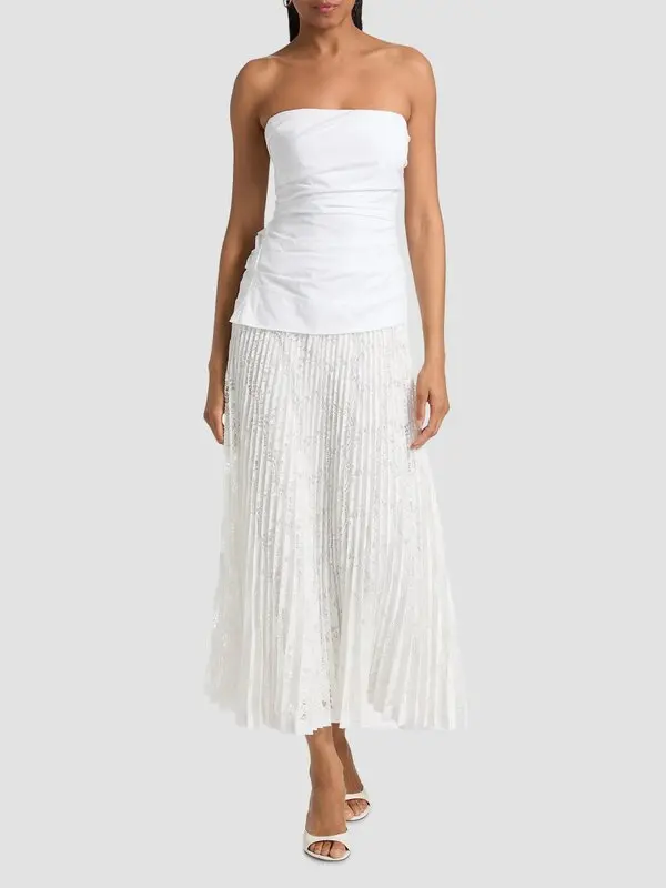 Simkhai Annalise Lace Strapless Midi-dress - Ivory