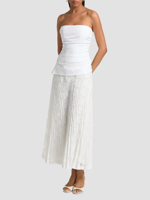 Simkhai Annalise Lace Strapless Midi-dress - Ivory
