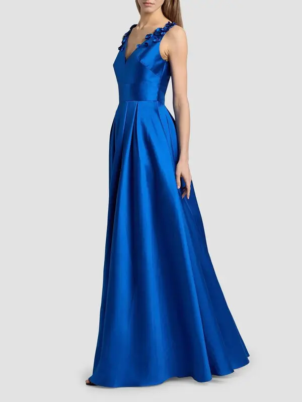 Theia Velina Mikado V-neck Gown