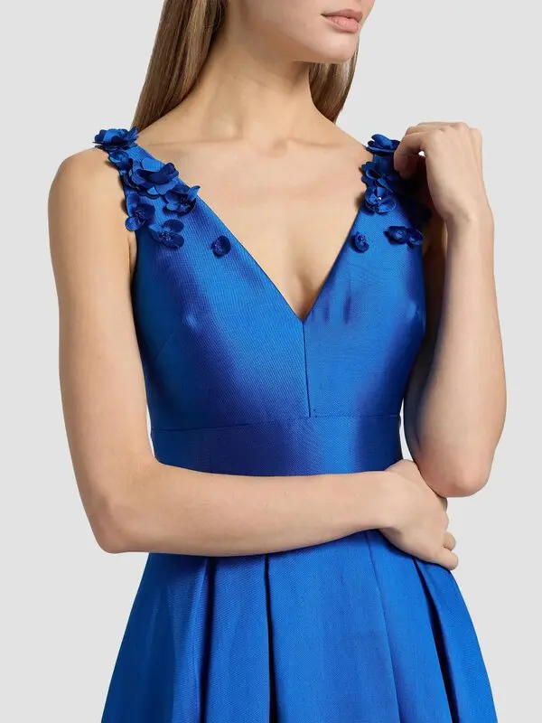 Theia Velina Mikado V-neck Gown