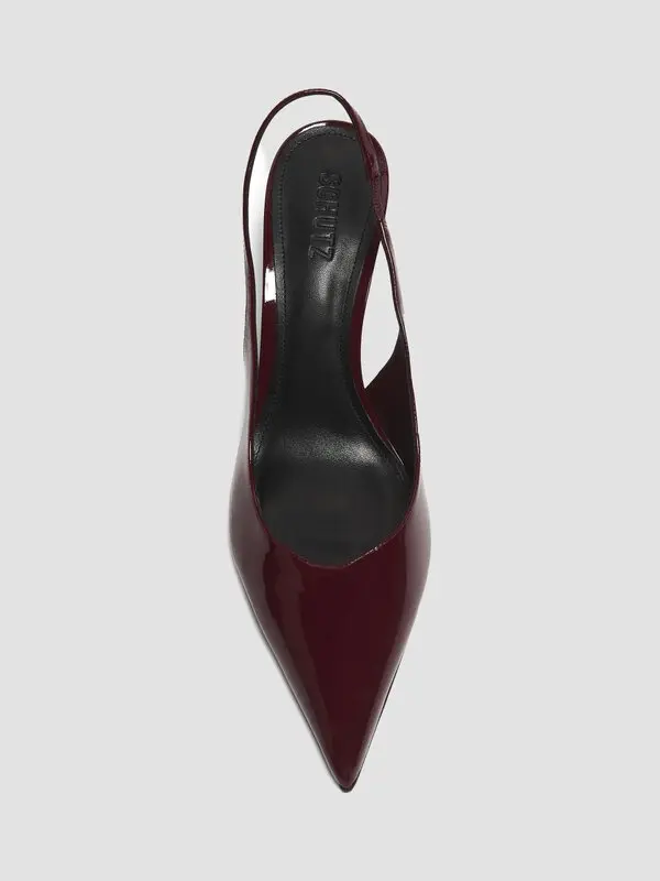 Schutz Lexi 90mm Patent Leather Slingback Pumps - Vino