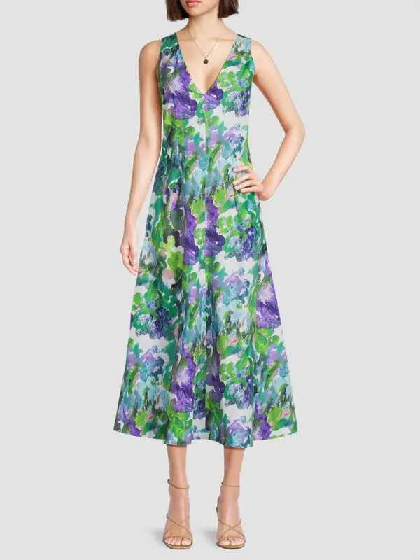 Natori Ayame Floral Watercolor-print Maxi Dress